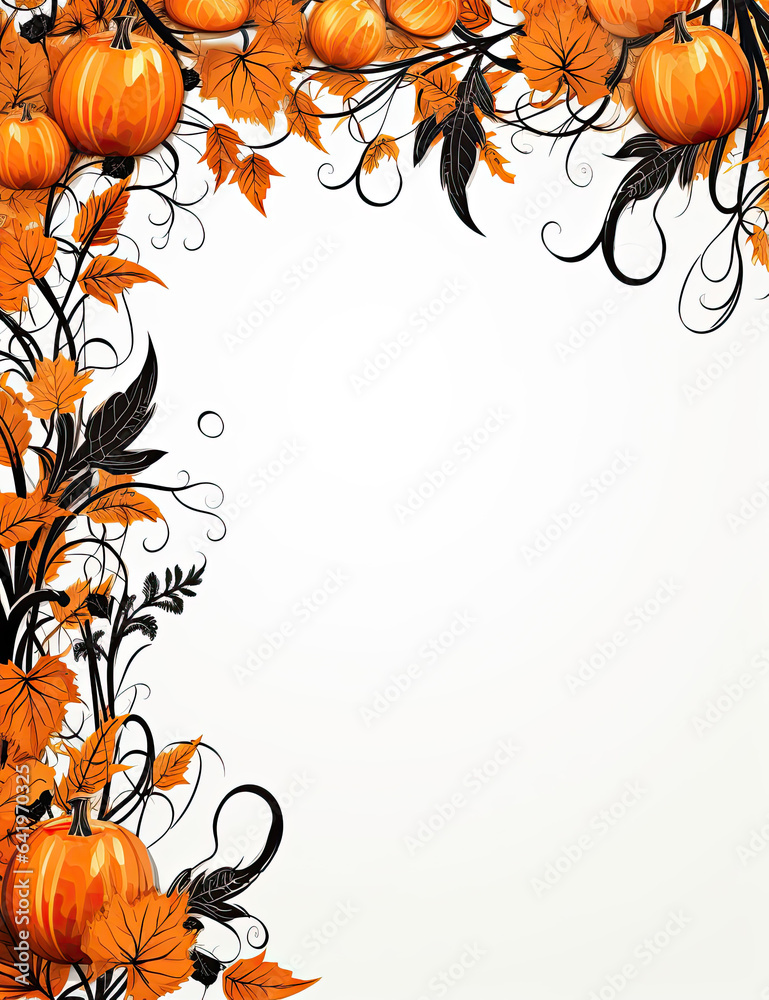 orange and black halloween border frame on plain white background Stock ...