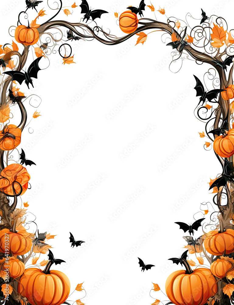 orange and black halloween border frame on plain white background Stock ...