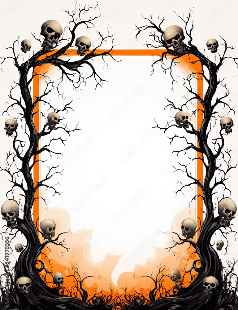 orange and black halloween border frame on plain white background Stock ...