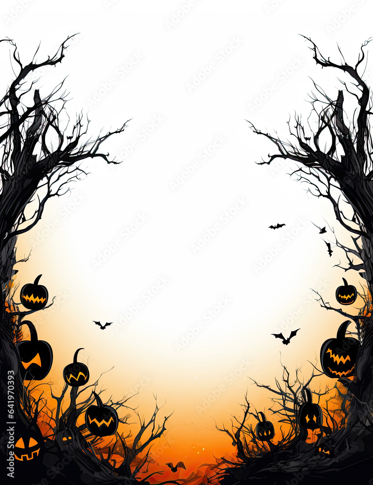 orange and black halloween border frame on plain white background Stock ...
