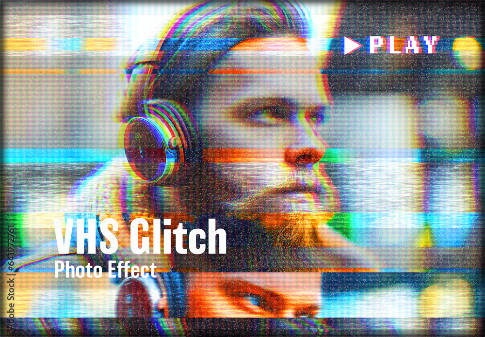 VHS Tape Glitch Photo Effect Stock Template | Adobe Stock