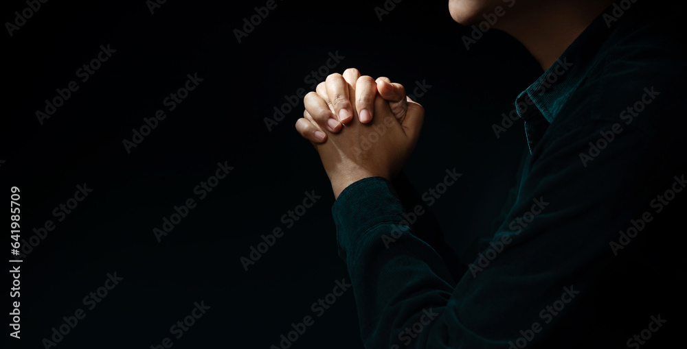 Spirituality, Religion and Hope Concept. Person making Hands to Praying ...