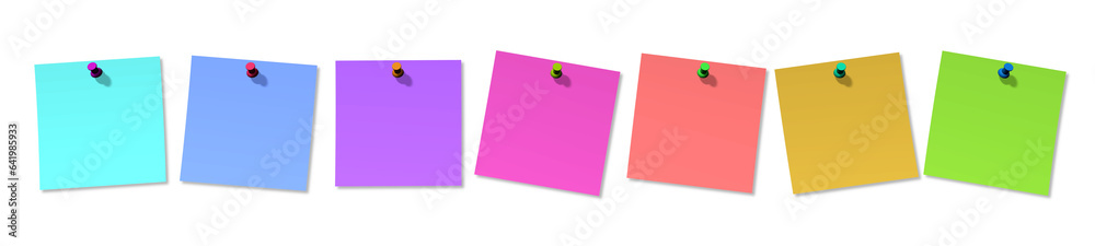 sieben bunte Notizzettel - Wochenplaner, mit Schatten Stock ...