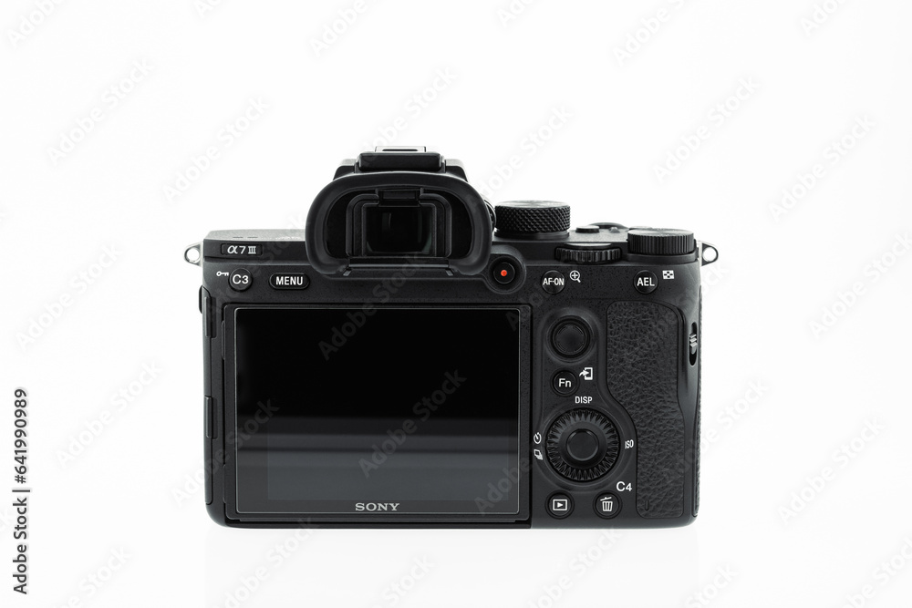 Closeup product photo of Sony a7iii camera with white background Stock ...