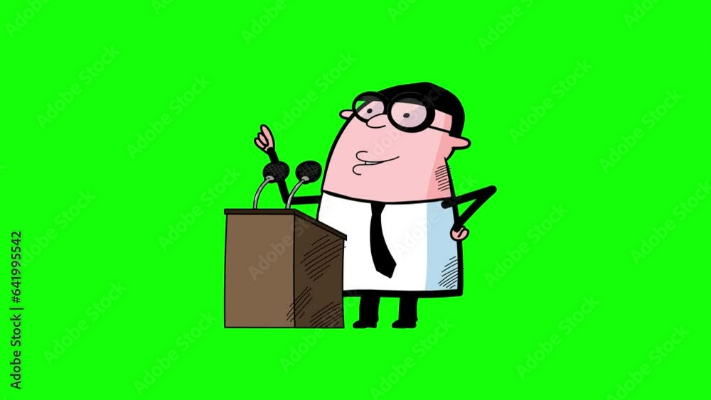 Cartoon speaker – animated leader character. Speaking mouth, moving ...