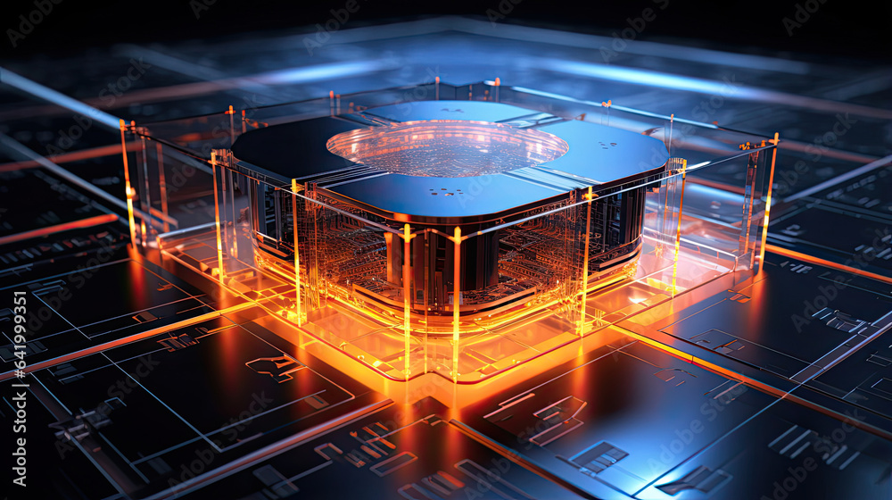 Superconducting qubits cooled to near absolute zero illustrating the ...