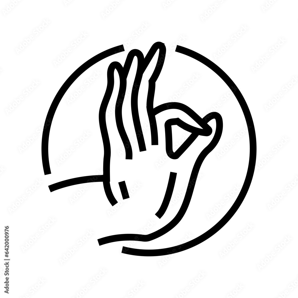 buddha hand gesture mudra line icon vector. buddha hand gesture mudra ...