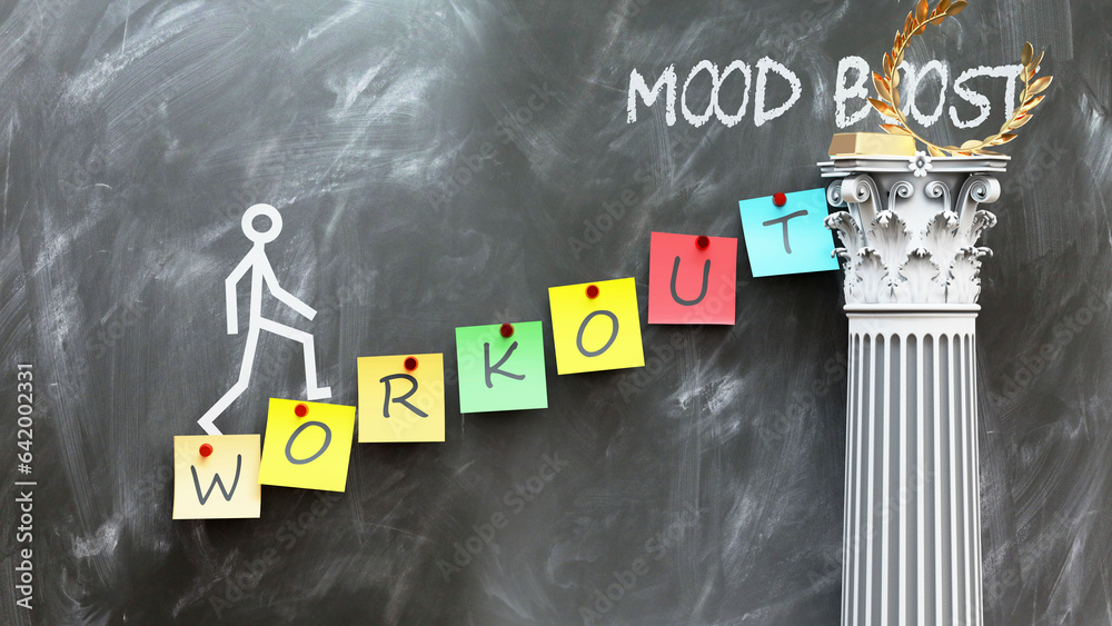 Workout leads to Mood boost - a metaphor showing how workout makes the ...