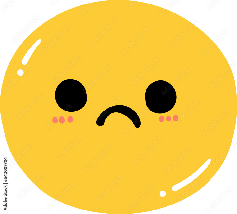 Cute sad emoji, smiley emoticon doodle outline Stock Vector | Adobe Stock