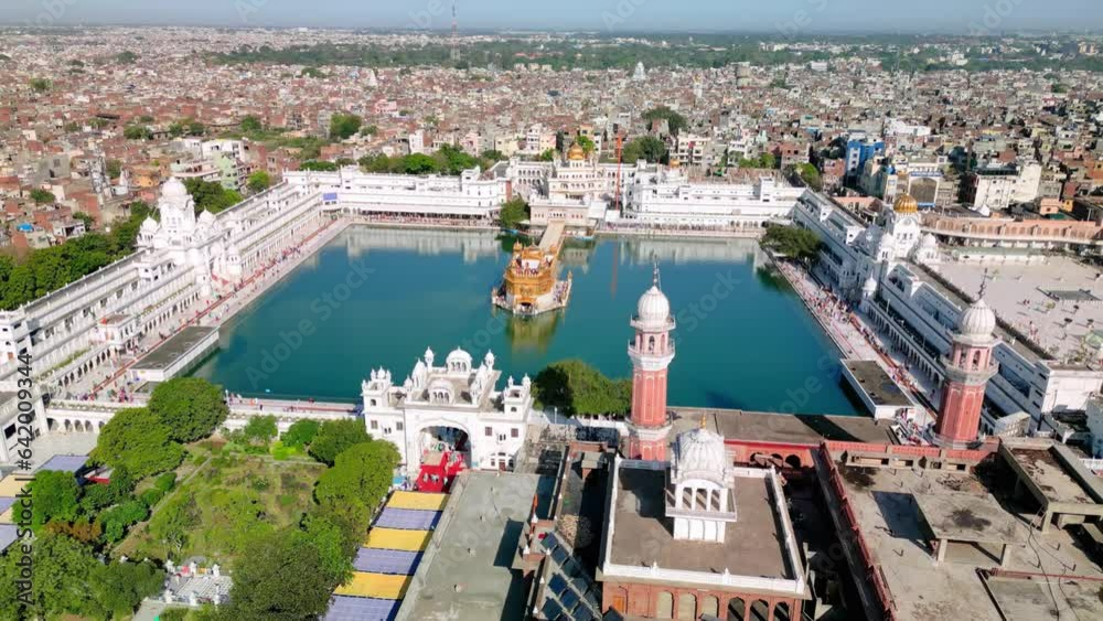 Amritsar, India: Aerial view of famous city in Punjab, iconic landmark ...