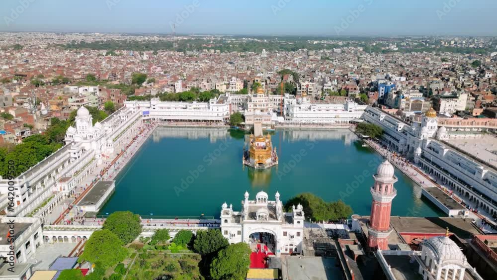 Amritsar, India: Aerial view of famous city in Punjab, iconic landmark ...