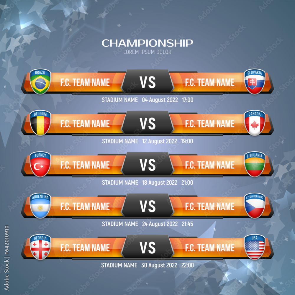 Sport scoreboard with logos of different teams. Vector template for ...