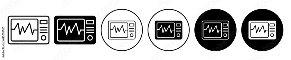 ECG vector icon set. heart rate electrocardiogram screen machine symbol ...