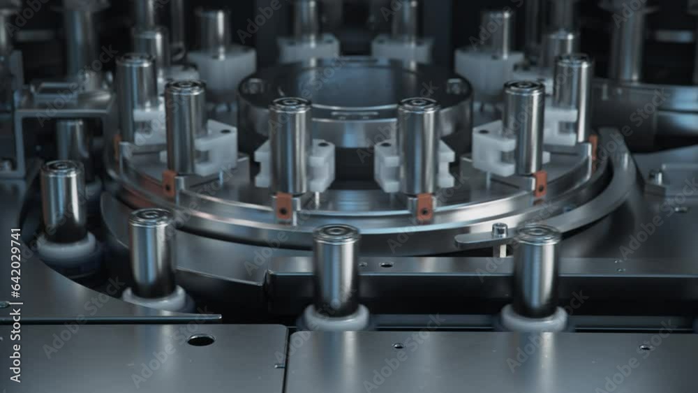 Electric Vehicle Batteries Manufacturing Process. Close-up of CBattery ...