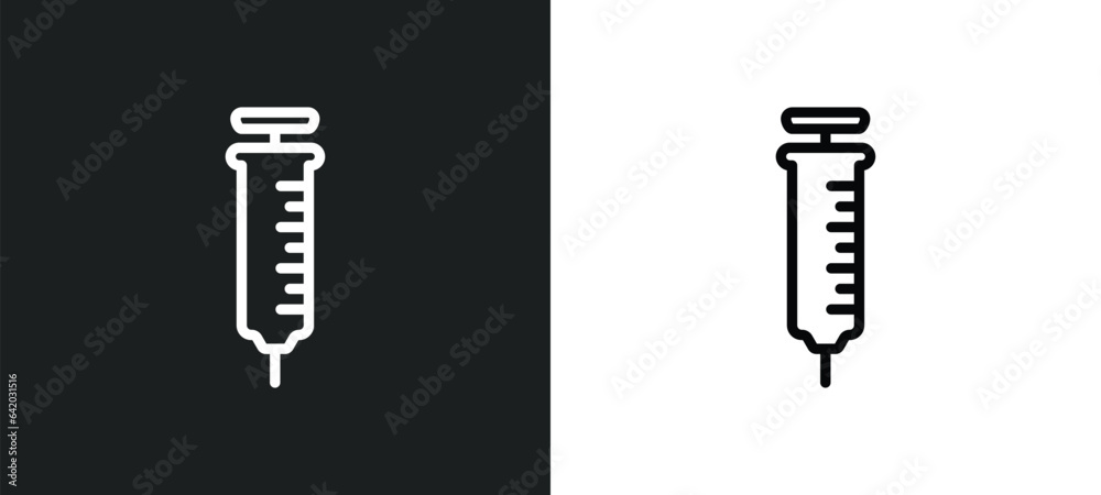 syringe icon isolated in white and black colors. syringe outline vector ...