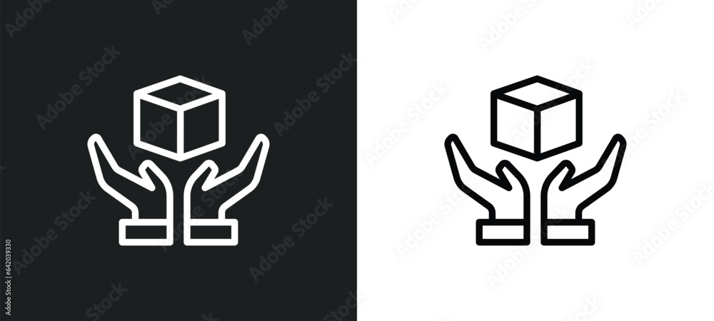 handle with care icon isolated in white and black colors. handle with ...