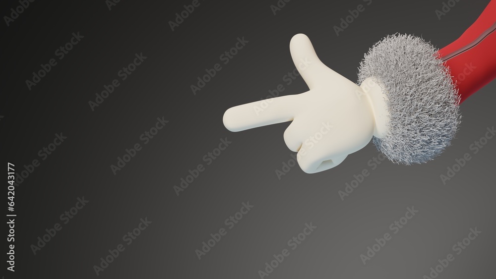 Christmas composition. 3d Santa Claus arm pointing against black ...