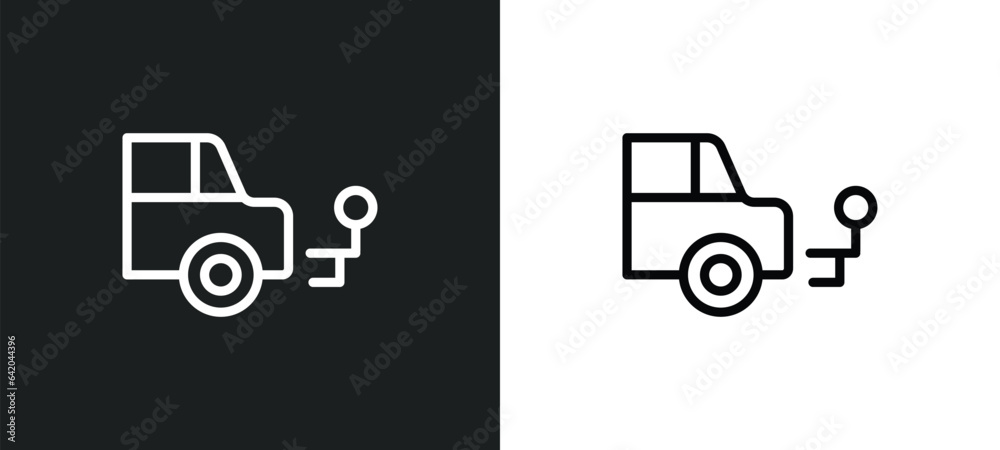 car towbar icon isolated in white and black colors. car towbar outline ...