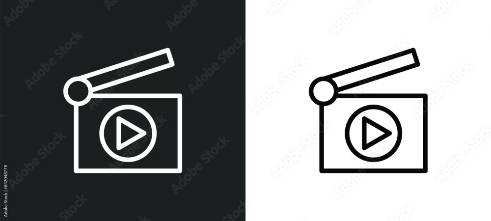 movie clip button icon isolated in white and black colors. movie clip ...