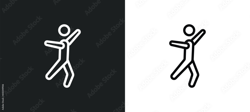 people dancing icon isolated in white and black colors. people dancing ...