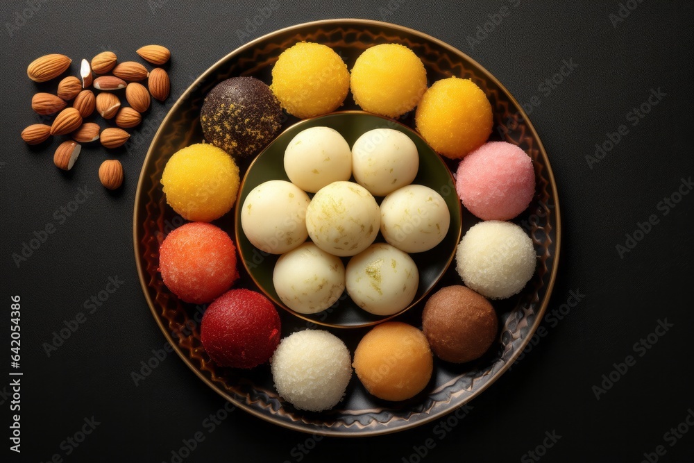 Indian sweets in a plate includes Gulab Jamun, Rasgulla, Gujiya or ...