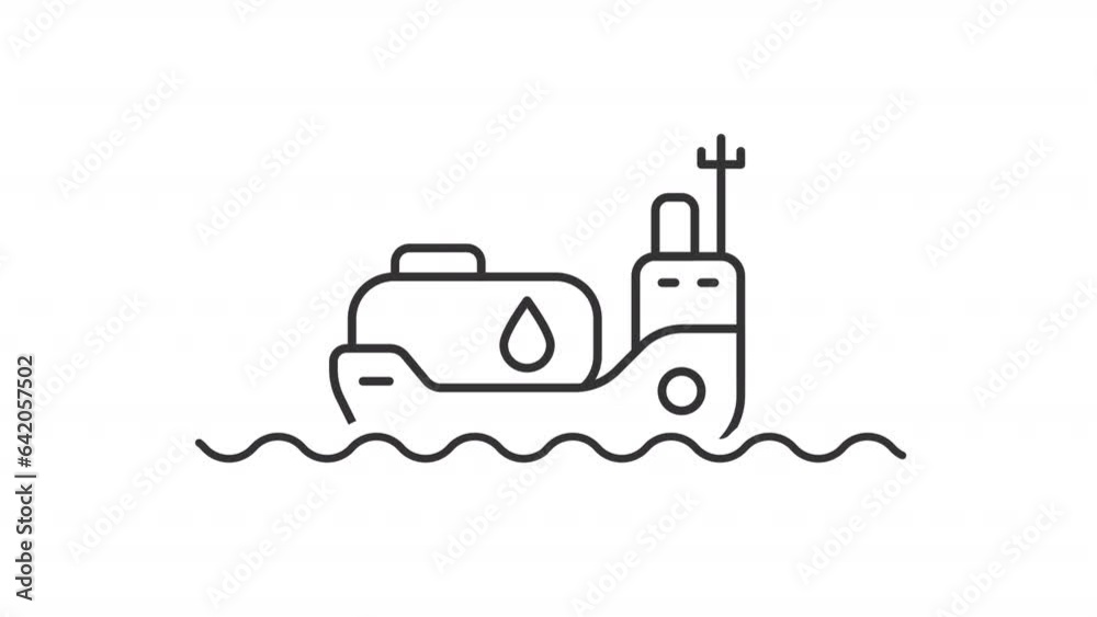 Black simple thin linear animation of oil tank ship, HD video with ...