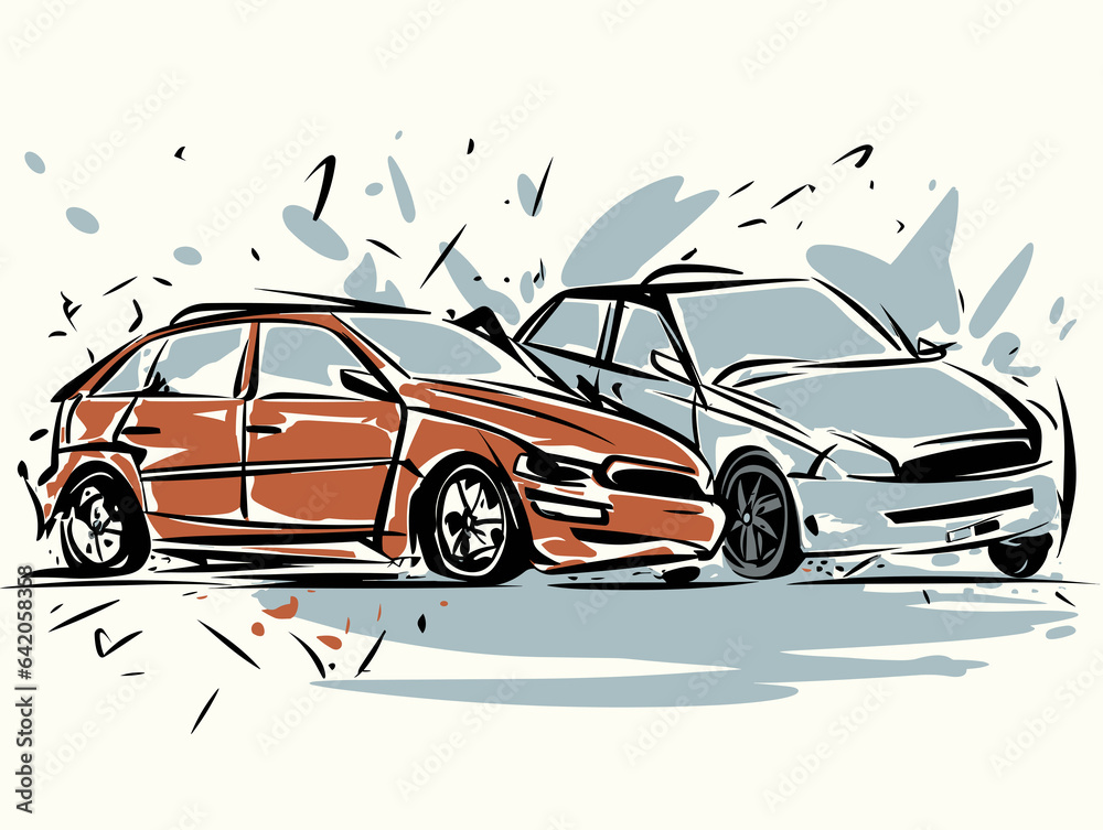 Car Accident Illustration Sketch Background Stock Illustration | Adobe ...