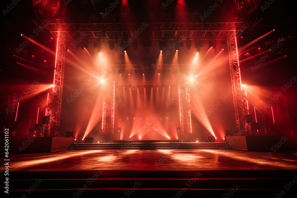 Rock concert stage light background with spotlight illuminated the ...