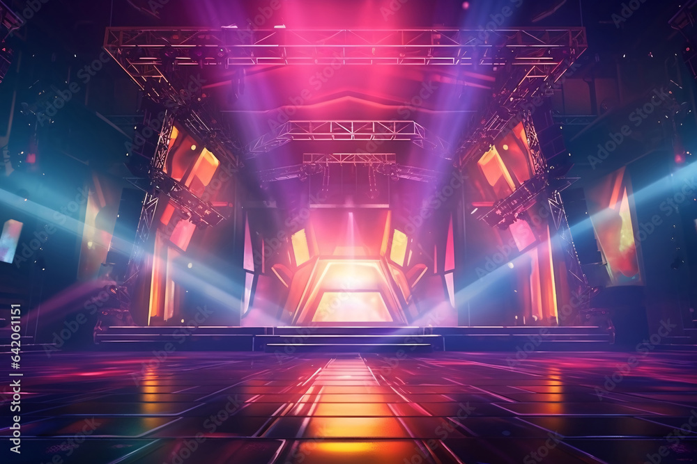Concert stage light background with spotlight illuminated the stage for ...