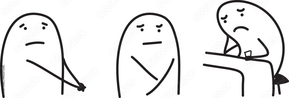 Thumb man. A sad man, alone with depression. Drinking coffee alone at a ...