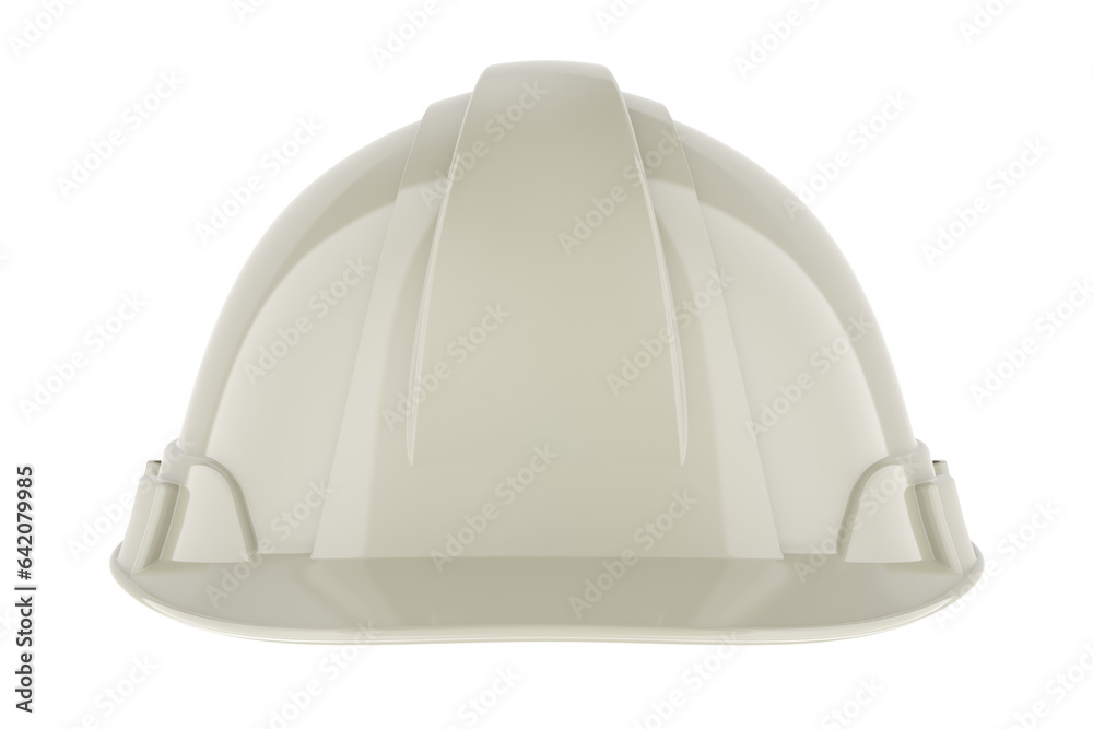 White Hard Hat, front view. 3D rendering isolated on transparent ...