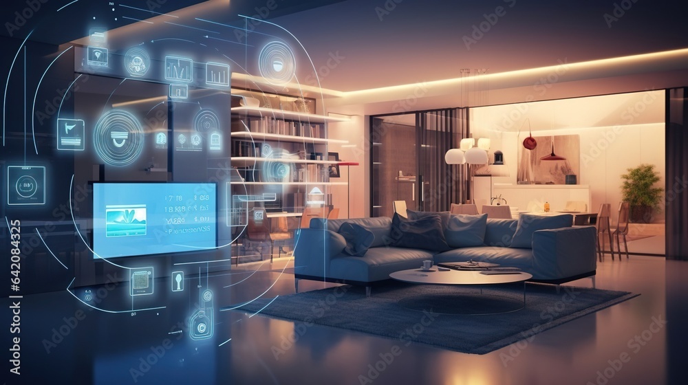 Smart home interface with augmented reality, smart home interior design ...