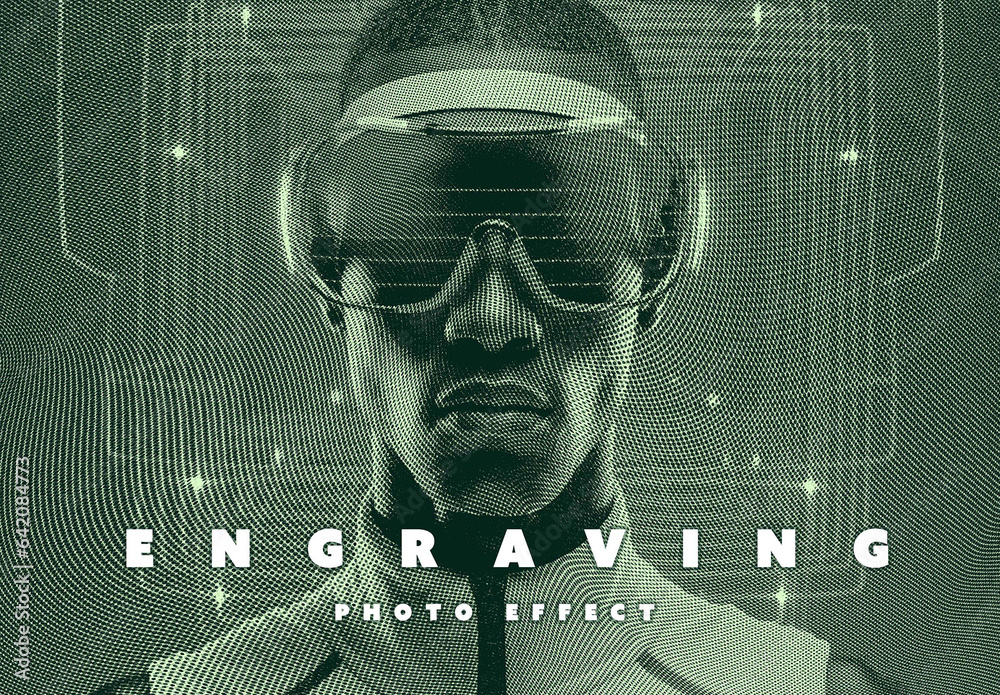 Engraving Matrix Photo Effect Mockup Stock Template | Adobe Stock