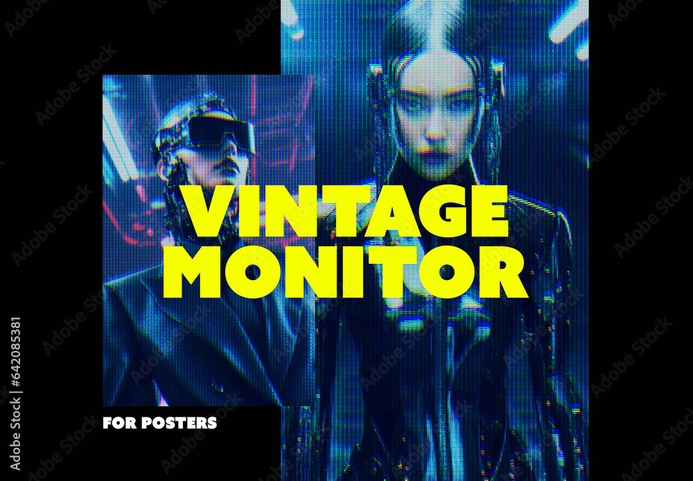 Vintage Crt Monitor Poster Photo Effect Mockup With Generative AI ...