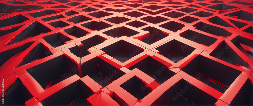 beautiful abstract wallpaper formed from interlocking of red blocks ...