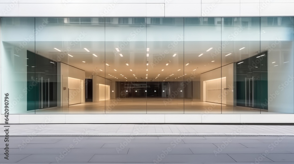 Empty vacant modern retail store with glass shop window storefront at ...