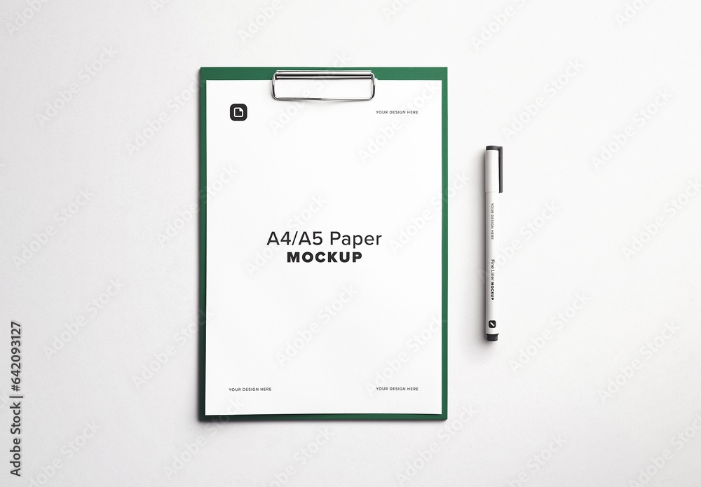 Clipboard Mockup with A4 Paper Stock Template | Adobe Stock