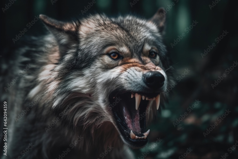 generated ai, wolf, angry, animal, teeth, dog, face, beast, head, eye ...