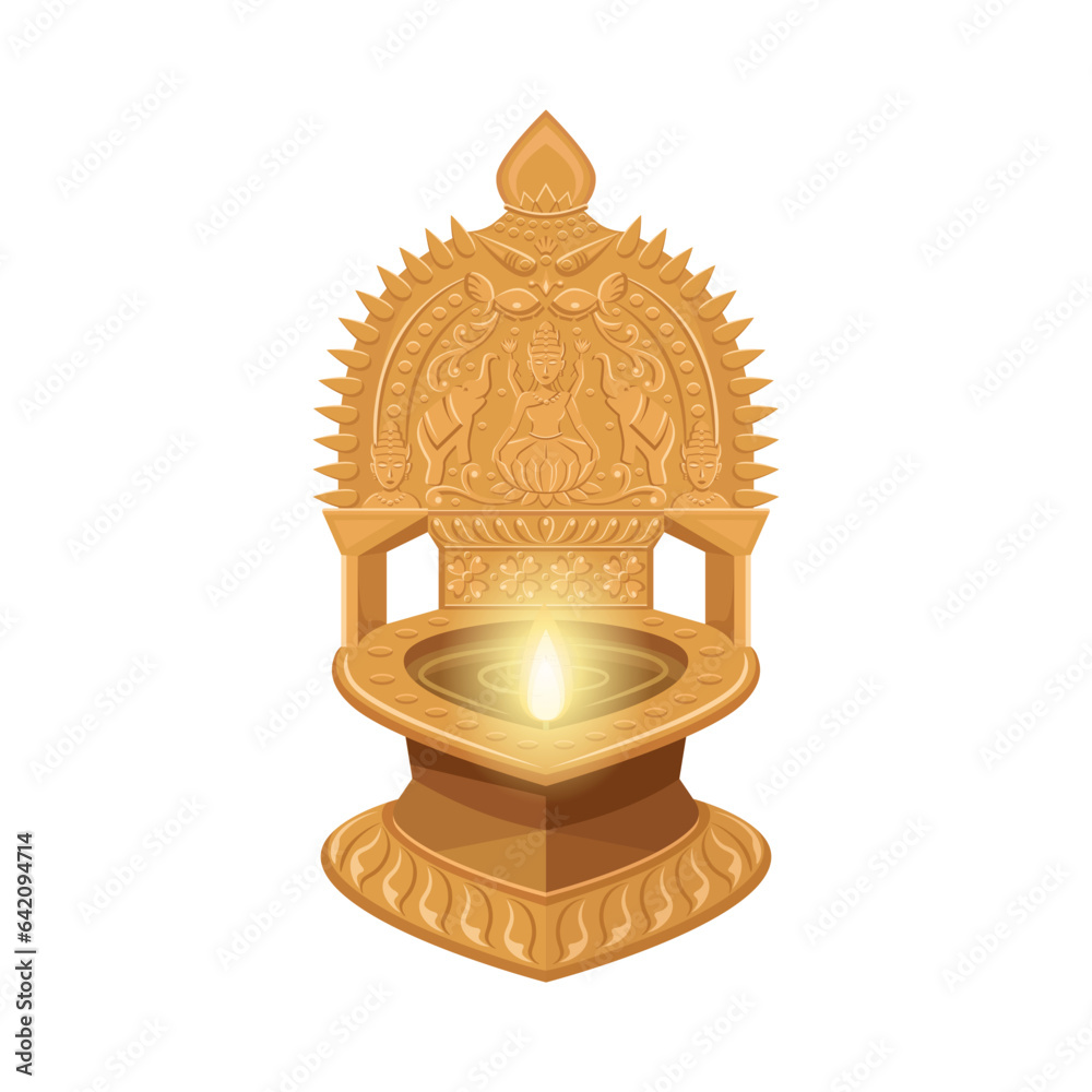Vector of kamatchi amman vilakku. South indian oil lamp. Stock Vector ...
