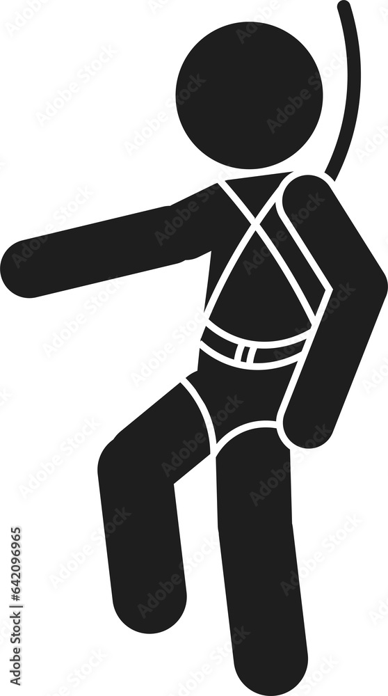 Isolated illustration of man wearing rope and body harness while ...