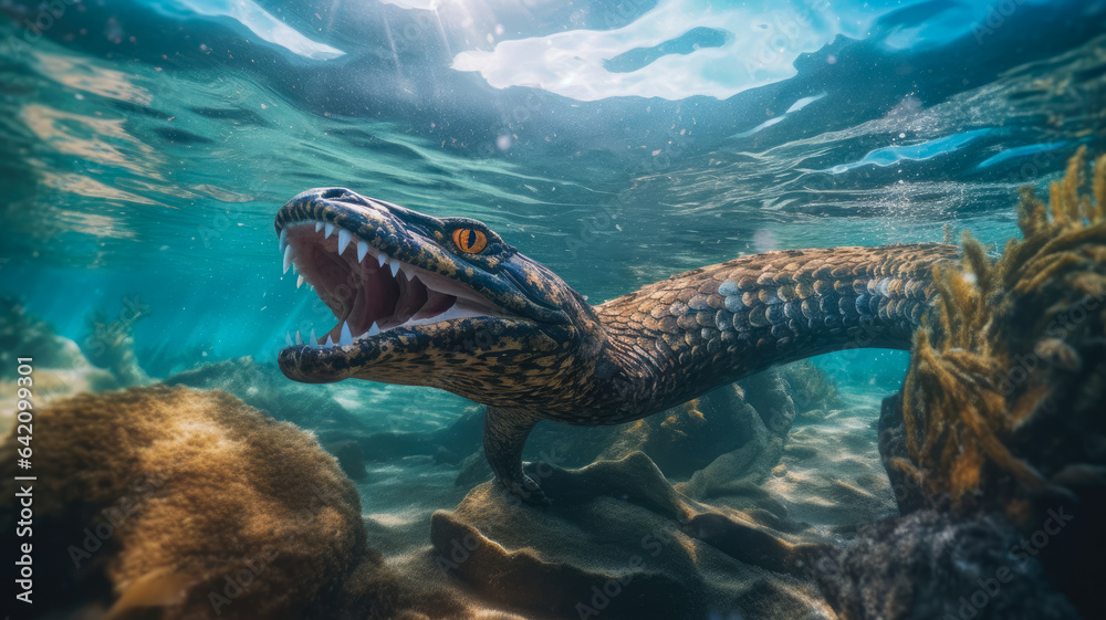 Photograph of venomous sea snakes gliding through the water, showcasing ...