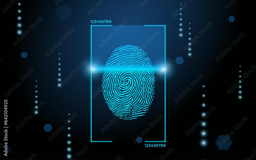 Futuristic scanning fingerprint in HUD style. Biometric recognition ...