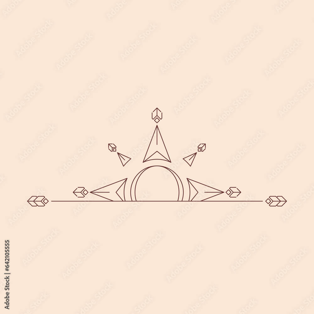 blackwork tattoo with half sun, and arrow. Sacred geometry tattoo ...