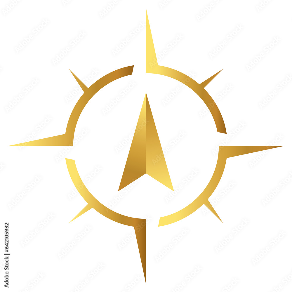 gold modern compass vector png Stock Illustration | Adobe Stock