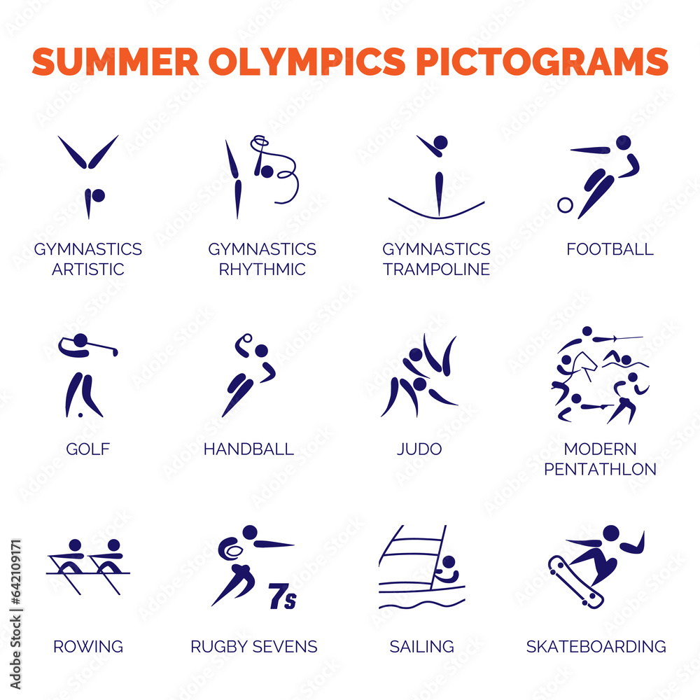 Summer sports icons. Vector isolated pictograms on white background ...