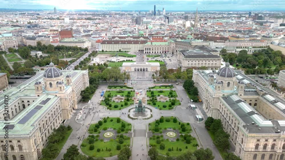 Vienna skyline aerial view city downtown, fly over vienna city centre ...