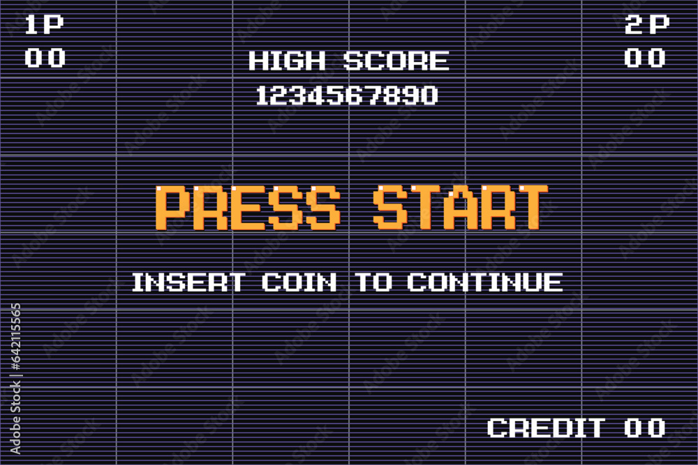 Grafika wektorowa Stock: PRESS START INSERT A COIN TO CONTINUE. pixel ... Grafika wektorowa Stock: PRESS START INSERT A COIN TO CONTINUE. pixel ...