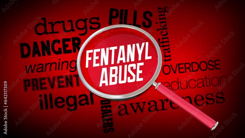 Fentanyl Abuse Magnifying Glass Drug Overdose Warning Danger Signs 3d ...