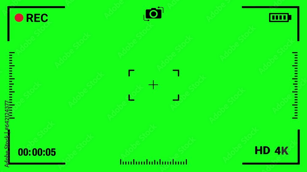 Camera recording on green screen background. frame viewfinder overlay ...