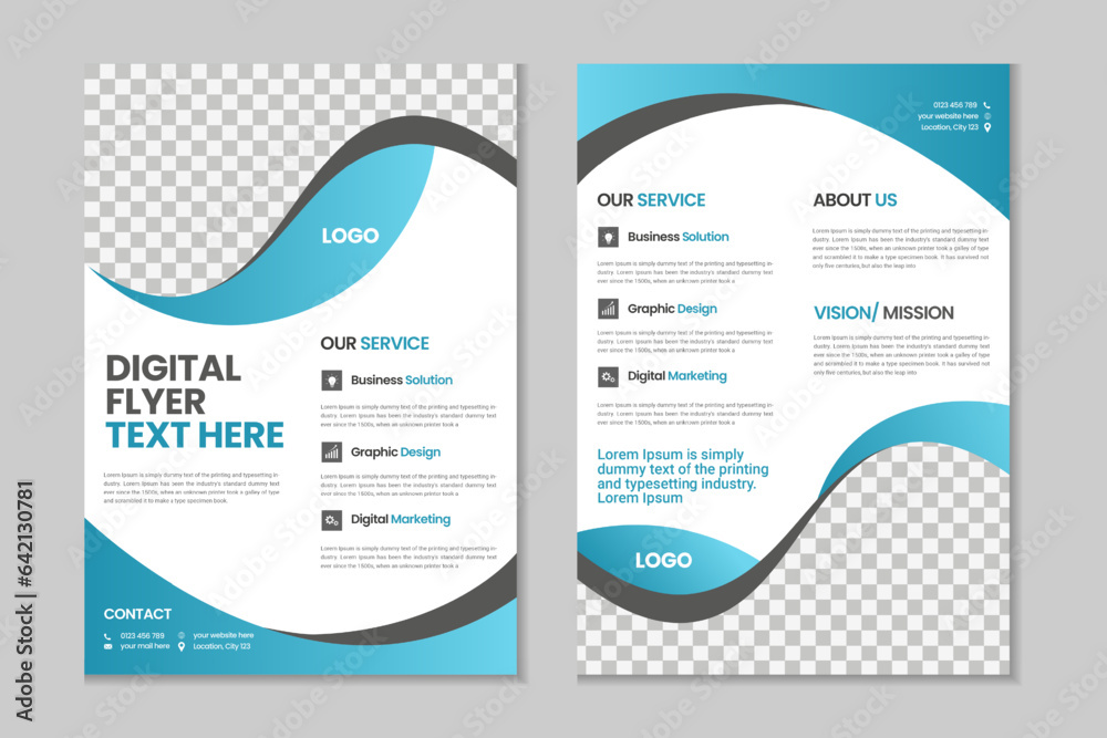 Double pages flyer brochure template design, business poster template ...